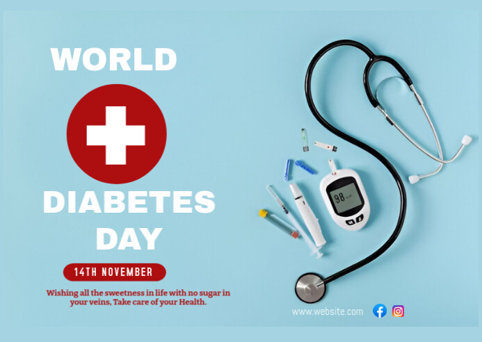 Copy of Blue Maximalist World Diabetes Day Postcard | PosterMyWall
