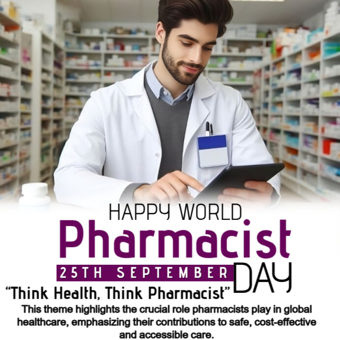 Blue Maximalist World Pharmacist Day Instagram Post Template | PosterMyWall