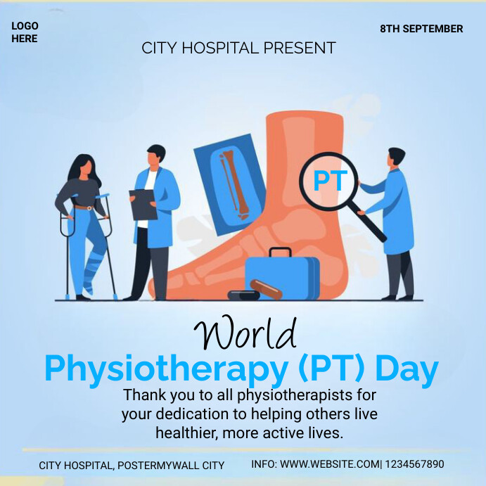 Blue Maximalist World Physiotherapy Day Inst Templat | PosterMyWall