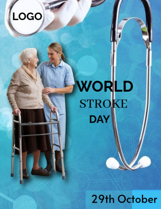 Copy of Blue Maximalist World Stroke Day Flyer (us Letter) | PosterMyWall