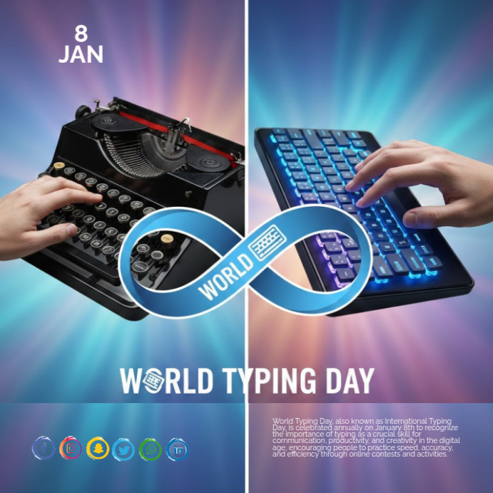 Blue Maximalist World Typing Day Instagram Post Template | PosterMyWall