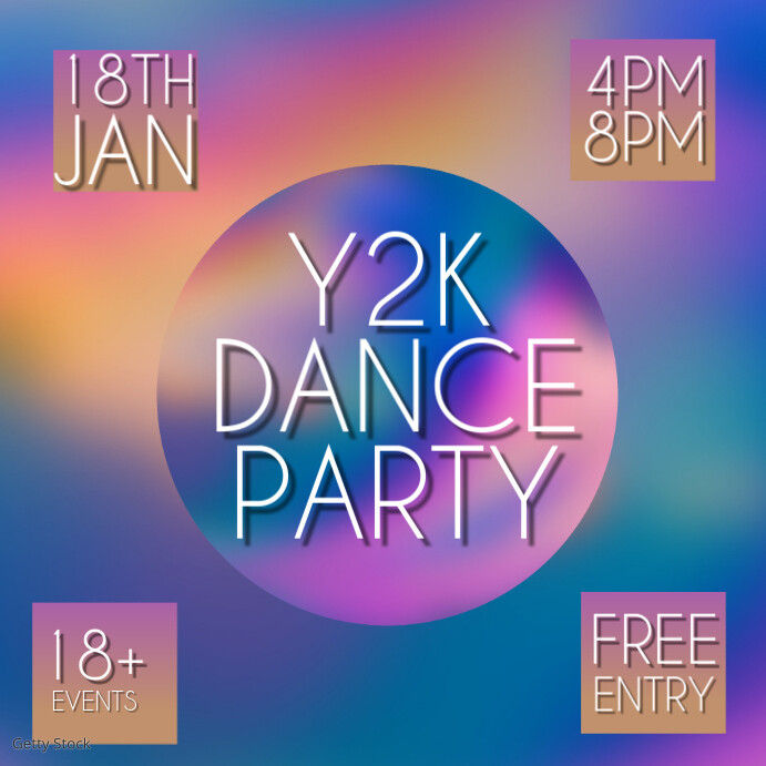 Blue Maximalist Y2k Dance Party Instagram Post Template | PosterMyWall