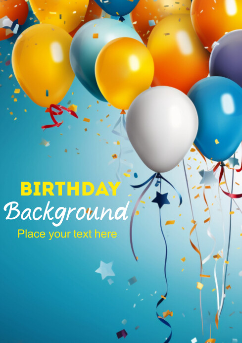Blue Maximaliste Birthday Background A4 Templat | PosterMyWall