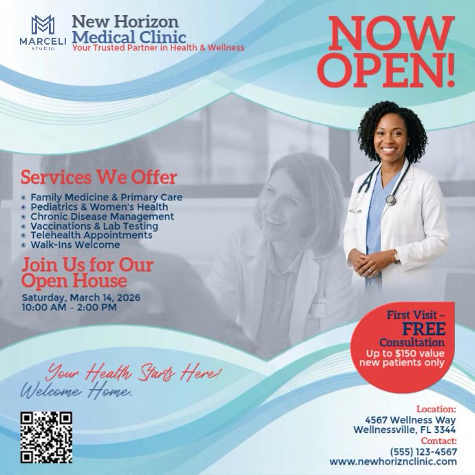 Blue Medical Clinic Grand Opening Animated Square Video Template ...