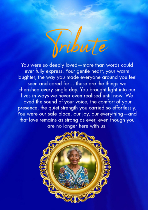 Blue Memorial Tribute A4 Template | PosterMyWall
