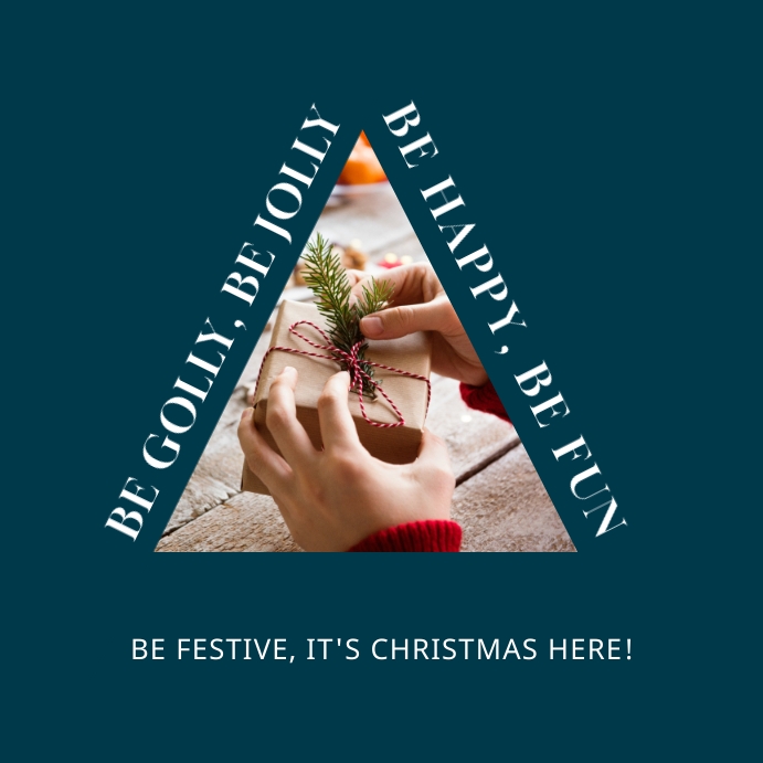 Blue Merry Christmas Instagram Post Card Template | PosterMyWall