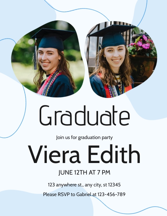 Blue Minimalist Graduation Party Invitation Template | PosterMyWall