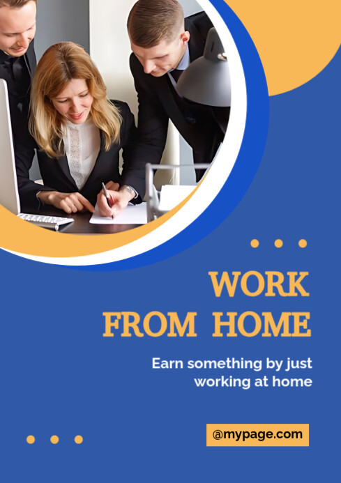 Blue Minimalist work from home A4 flyer Template | PosterMyWall