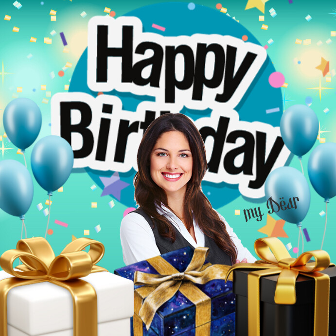 Blue mix happy birthday template | PosterMyWall