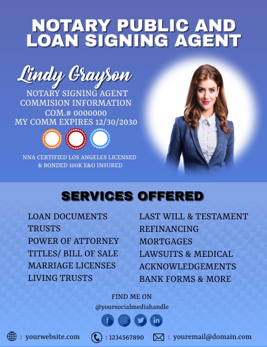 Blue Mobile Notary Service Flyer Template | PosterMyWall