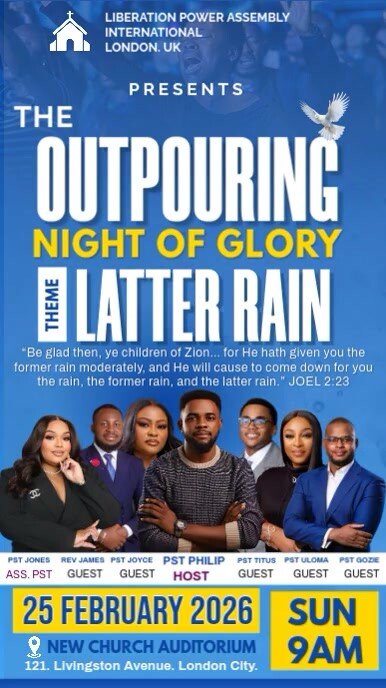 Blue Modern & Minimal “the Outpouring – Editable Church Revival Flyer ...