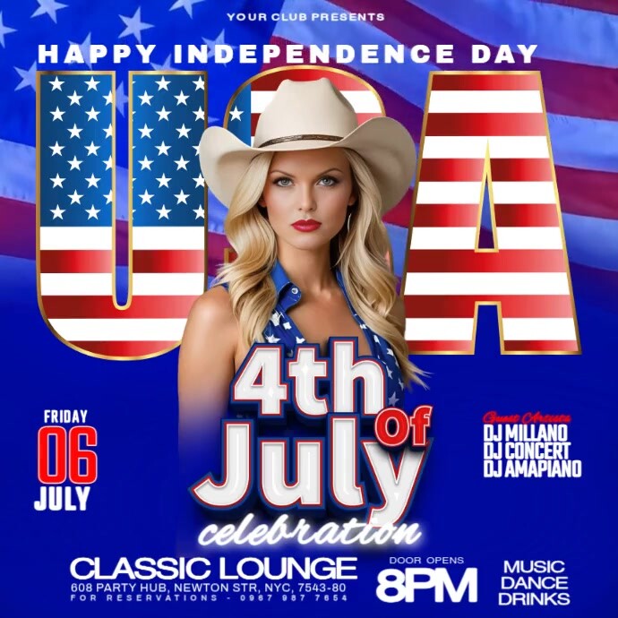 Copy of Blue Modern & Minimal 4th Of July Independence Day Night Party ...