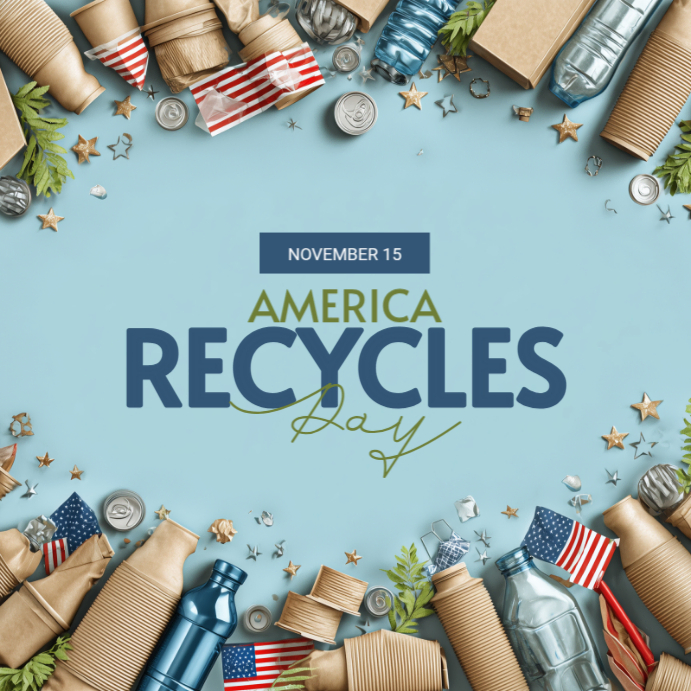 Plantilla de Blue Modern & Minimal America Recycles Day Instagram Post ...