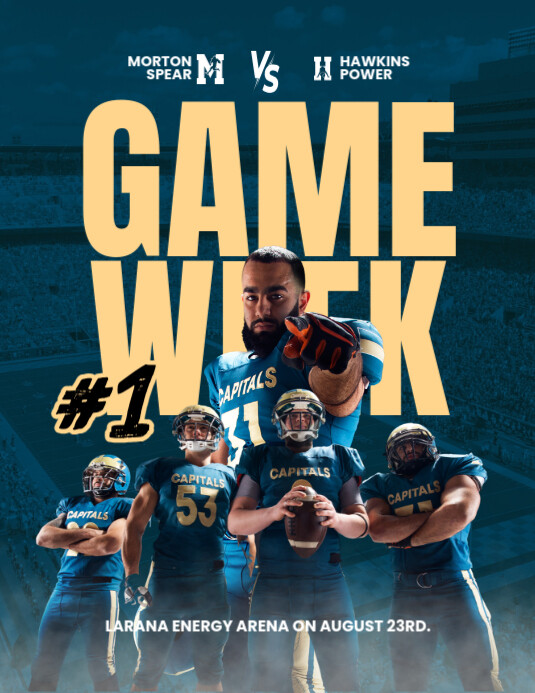 Copy of Blue Modern & Minimal American Football Game Week Pamflet ...