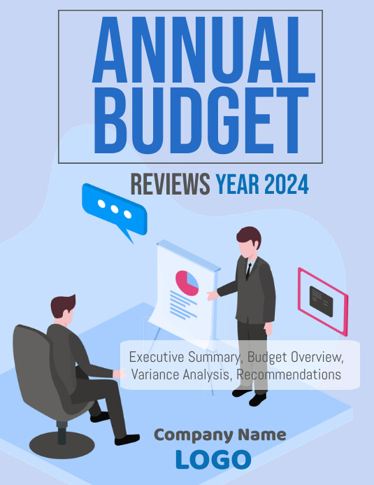 Blue Modern & Minimal Annual Budget Flyer (u Template | PosterMyWall
