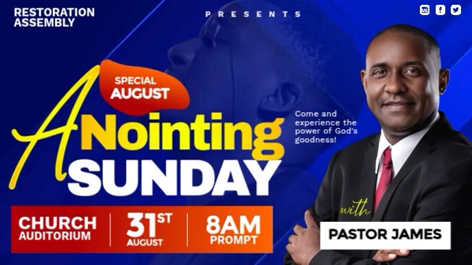Blue Modern & Minimal Anointing Service Design Template Digital Display ...