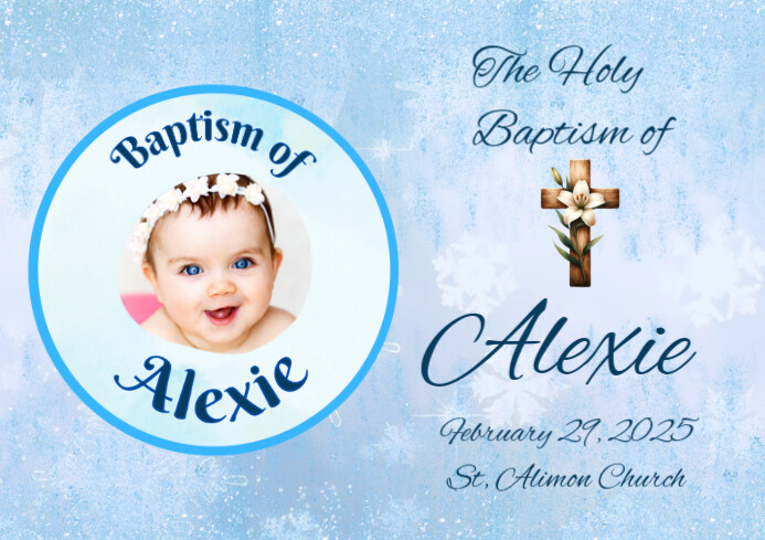 Blue Modern & Minimal Baby Baptism Ref Magnet Template A4 | PosterMyWall