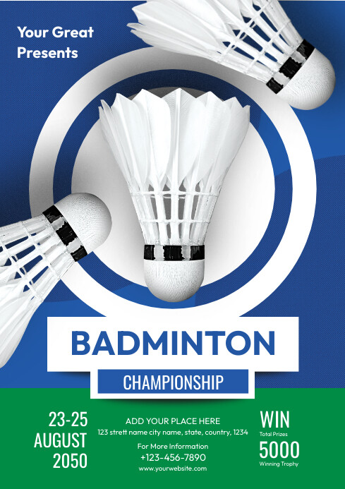 Blue Modern & Minimal Badminton Flyer Templat Template | PosterMyWall