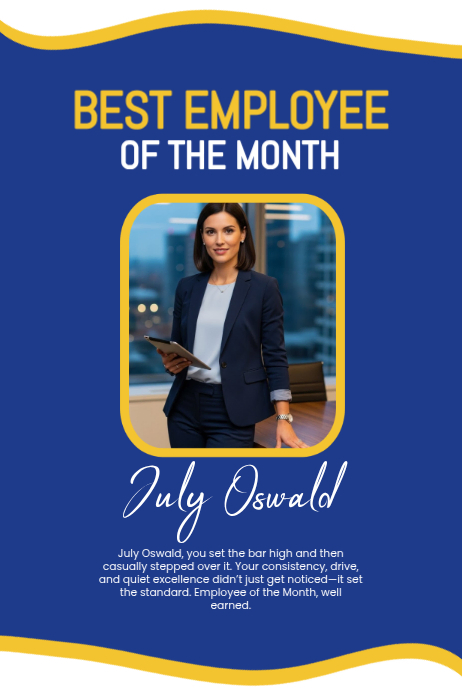 Blue Modern & Minimal Best Employee Of The Month Poster Template ...