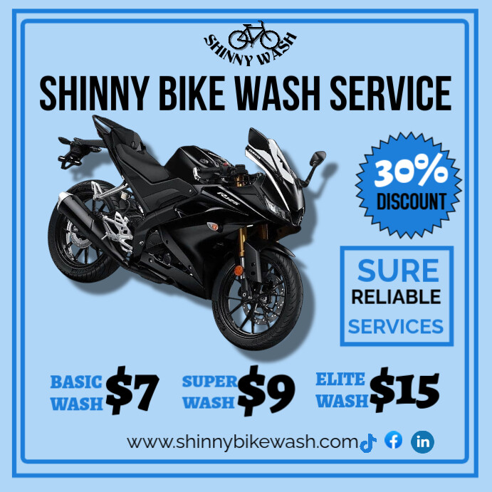Copy of Blue Modern & Minimal Bike Wash Services Template Design ...