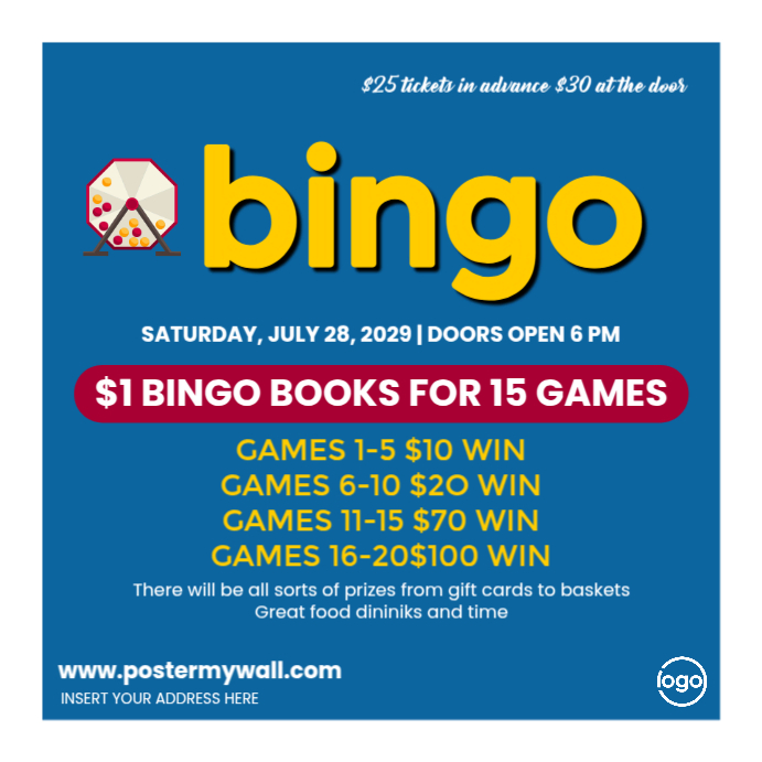 Plantilla de Blue Modern & Minimal Bingo Night Event Instagram Post ...
