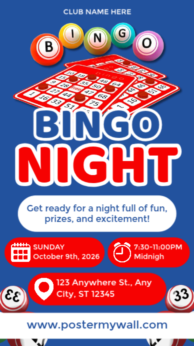Blue Modern & Minimal Bingo Night Event Invitation Instagram Story ...