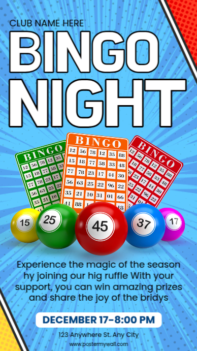 Blue Modern & Minimal Bingo Night Event Invitation Instagram Story ...