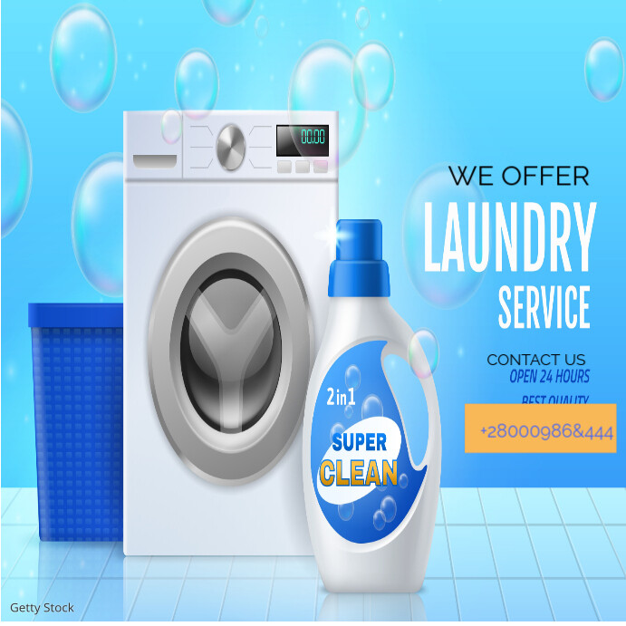 Copy of Blue Modern & Minimal Blue And White Laundry | PosterMyWall