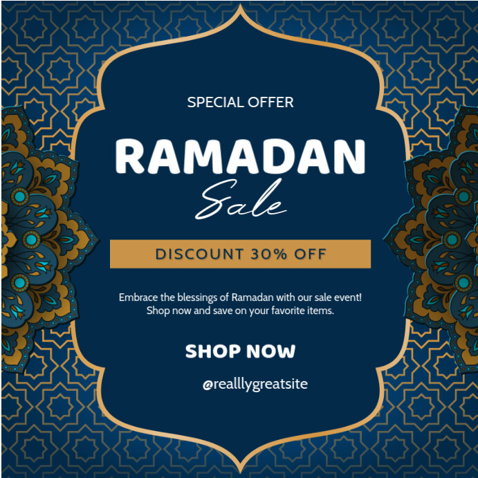 Blue Modern & Minimal Blue Illustrative Ramadan Sale Feed Ad Instagram ...