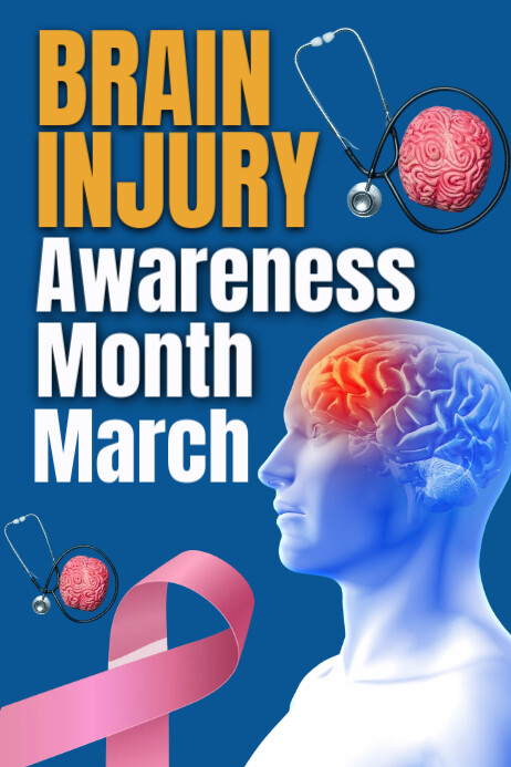 Copy of Blue Modern & Minimal Brain Injury Awareness Month Poster ...