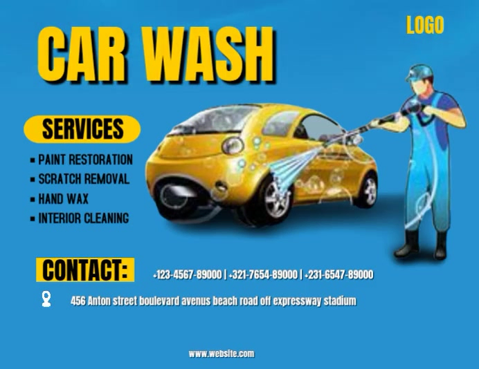 Blue Modern & Minimal Car Wash Services Flyer (us Letter) Template ...