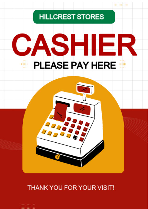 Blue Modern & Minimal Cashier Desk A4 Template | PosterMyWall