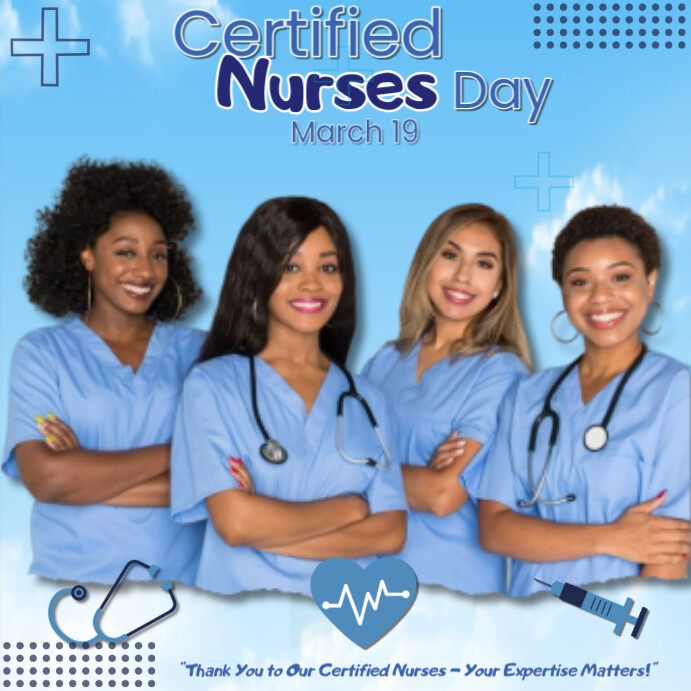 Blue Modern & Minimal Certified Nurses Day Instagram Post Template ...