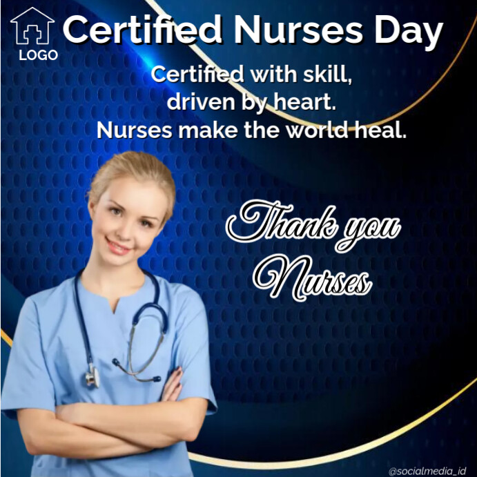 Blue Modern & Minimal Certified Nurses Day Instagram Post Template ...