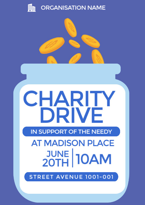 Copy of Blue Modern & Minimal Charity Drive Flyer A3 | PosterMyWall