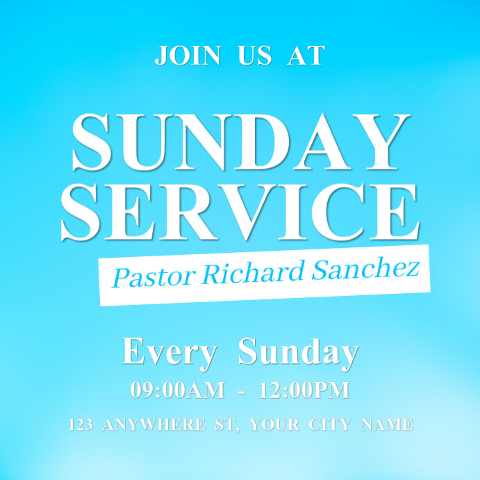 Blue Modern & Minimal Church Instagram Post Template | PosterMyWall