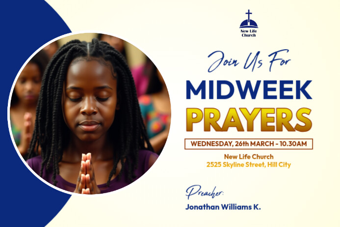Copy of Blue Modern & Minimal Church Midweek Prayer Service Poster ...
