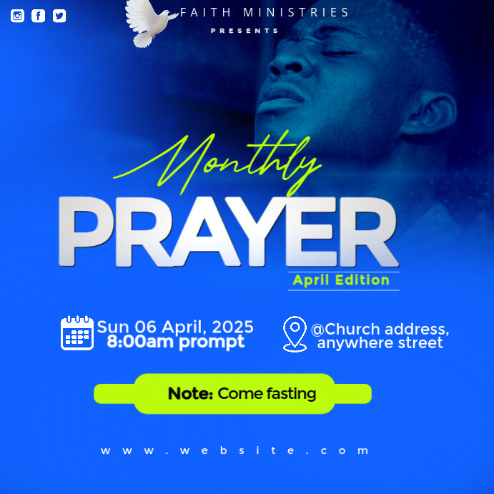 Copy of Blue Modern & Minimal Church Monthly Prayer Meeting Flyer ...