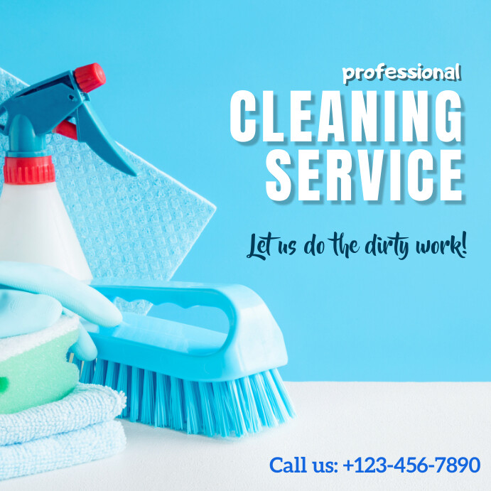 Blue Modern & Minimal Cleaning Service Instag Template | PosterMyWall