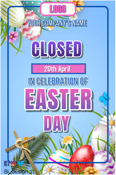 Copy of Blue Modern & Minimal Closed For Easter Celebration Poster ...