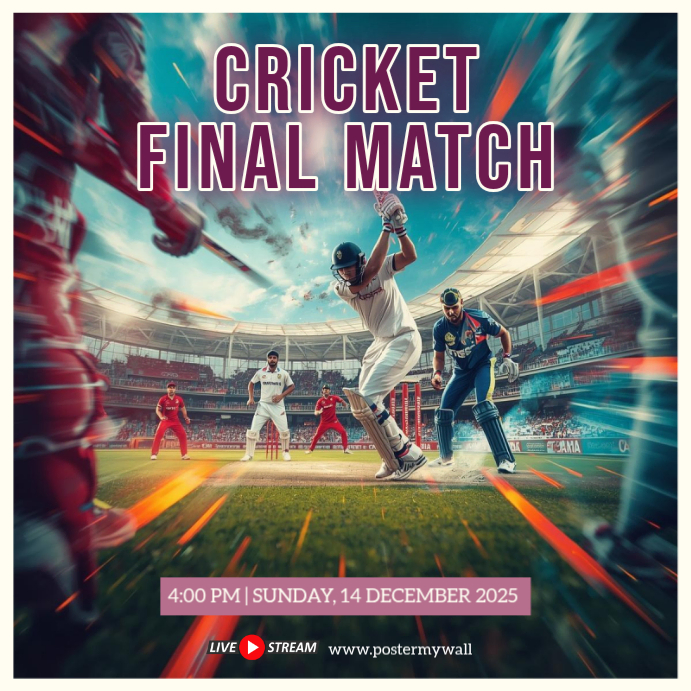 Blue Modern & Minimal Cricket Final Match Pos Instagram Template ...