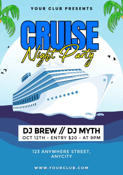 Copy of Blue Modern & Minimal Cruise Night Party A2 | PosterMyWall