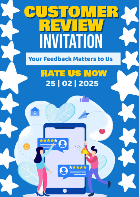 Copy of Blue Modern & Minimal Customer Review Invitation A2 | PosterMyWall