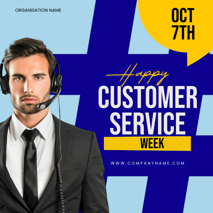 Blue Modern & Minimal Customer Service Week Instagram Post Template ...