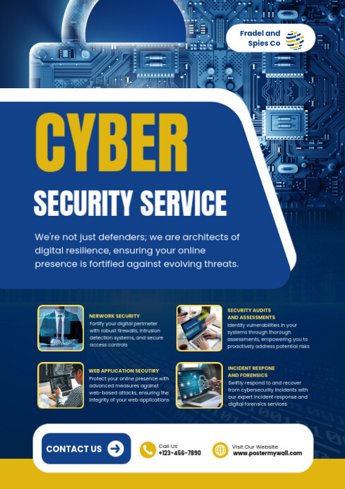 Salinan Blue Modern & Minimal Cyber Security Services A4 | PosterMyWall