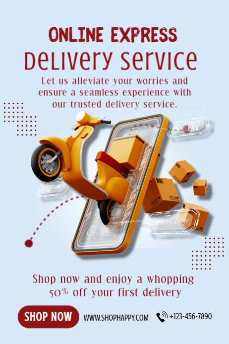 Blue Modern & Minimal Delivery Service Poster Template | PosterMyWall