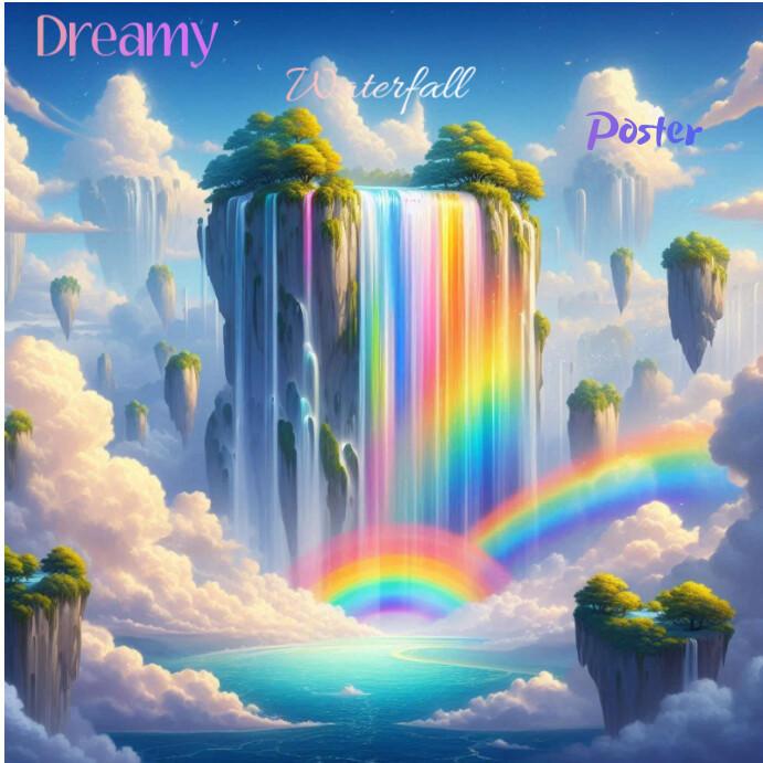 Blue Modern & Minimal Dreamy Rainbow Waterfall Instagram Post Template ...