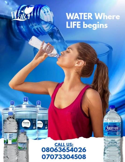 Blue Modern & Minimal Drink Water Ads Flyer (us Letter) Template ...