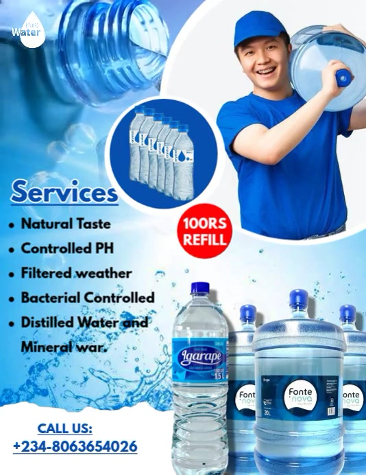 Blue Modern & Minimal Drink Water Ads Flyer (us Letter) Template ...