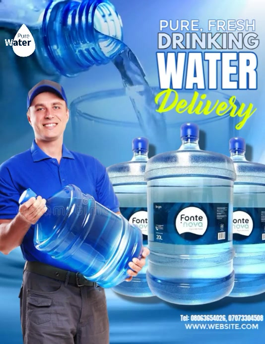 Blue Modern & Minimal Drink Water Ads Flyer (us Letter) Template ...